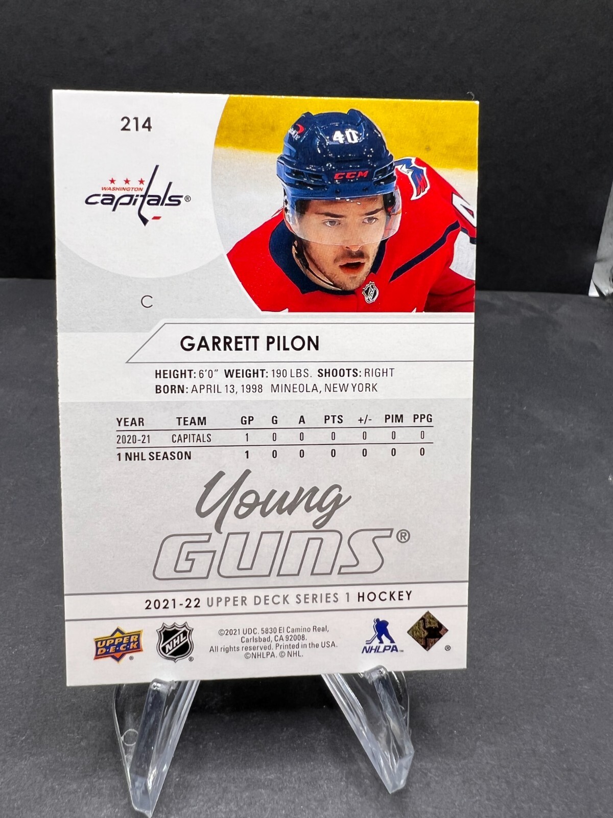 GARRETT PILON 2021-22 Upper Deck Hockey Series 1 Young Guns Rookie Card ...