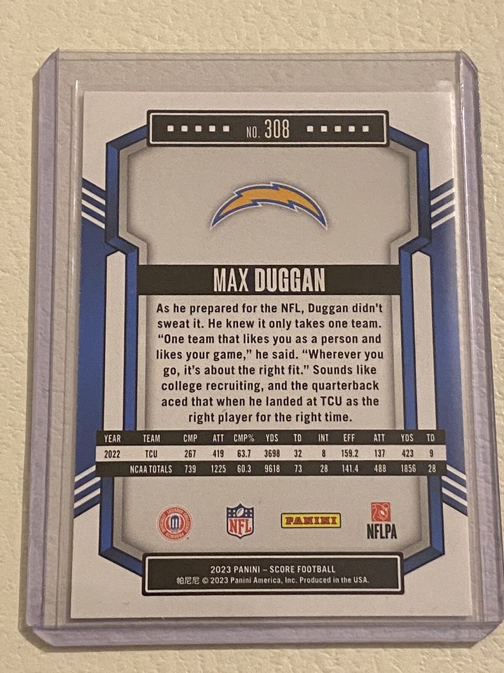 2023 Score - Rookies #308 Max Duggan Los Angeles Chargers (RC) | eBay