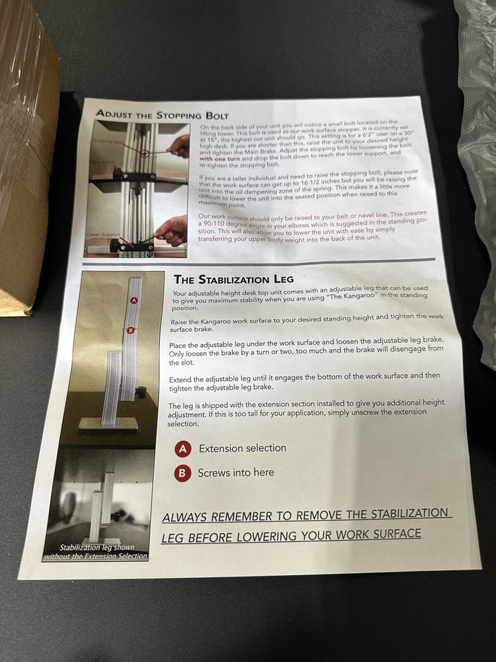 ERGO DESKTOP Kangaroo Pro Sit And Stand Workstation Black 15lb Load | eBay