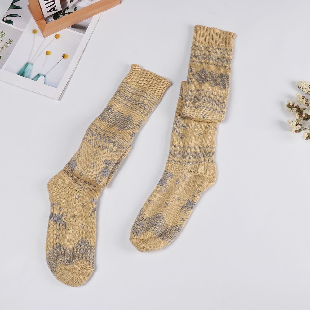 Boot Winter Warm Snowflake Pattern Thigh High Stocking knitting ...