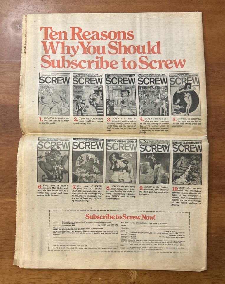 SCREW NEWSPAPER MAGAZINE January 1973 | eBay