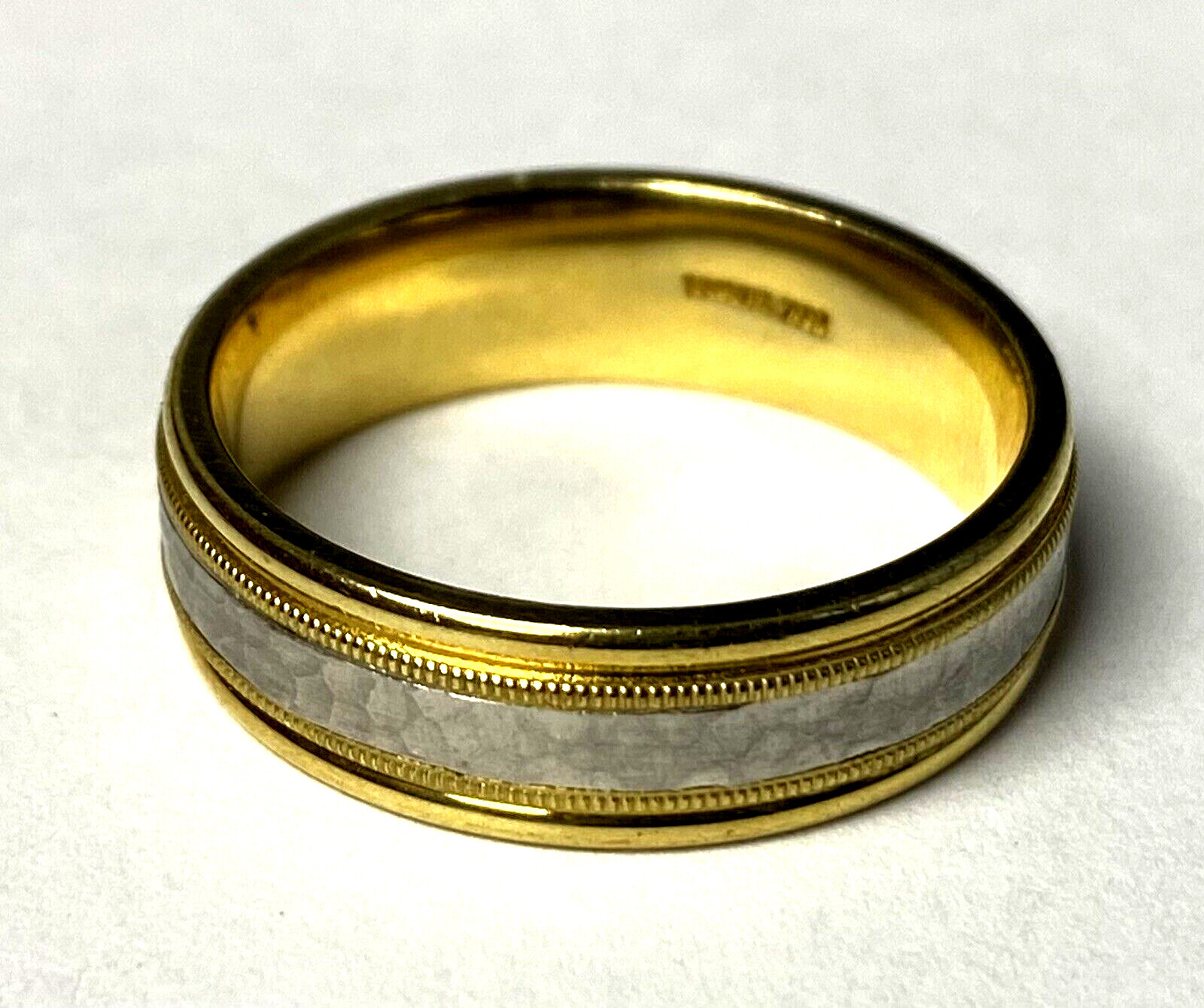 Signed Diana 18K Yellow Gold Platinum Center Ring Wed… - Gem