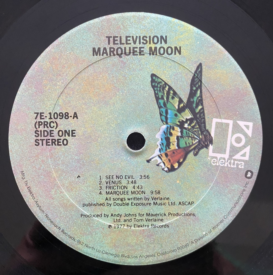 TELEVISION- MARQUEE MOON 1977 PRC 1ST PRESS PUNK NEW WAVE ALTERNATIVE SHRINK NM | eBay