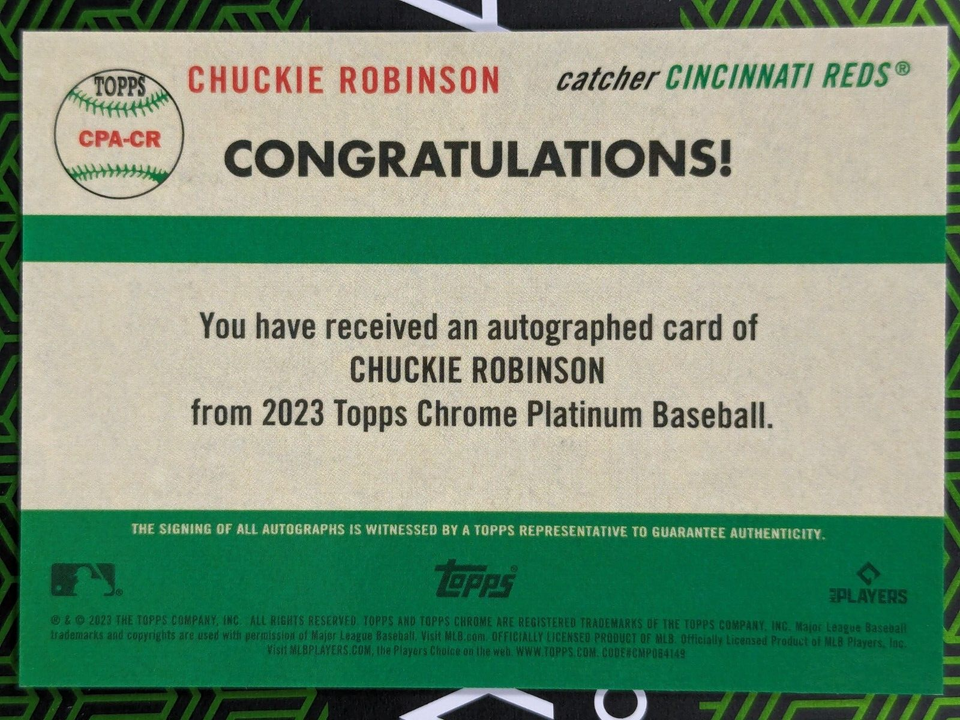 Chuckie Robinson (RC) 2023 Topps Chrome Platinum Blue Prism Refractor ...
