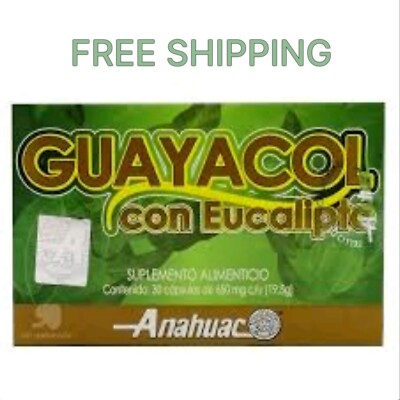 GUAYACOL CON EUCALIPTO GUAYACOL WITH EUCALYPTUS SUPPLEMENT 30 CAPSULES ...