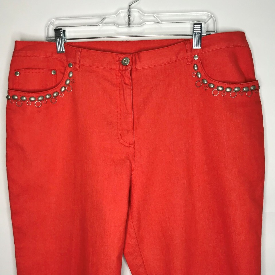 Ruby Rd. Woman’s Capris sz 18 Pants Cotton Blend Orange Bead Accents ...