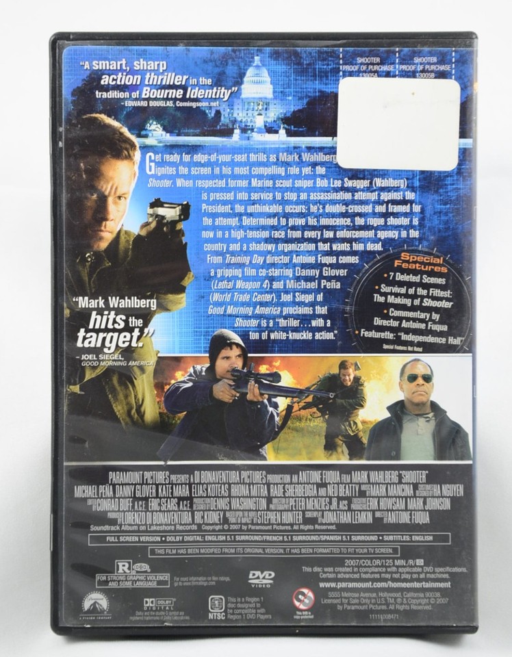 Shooter (DVD, 2007, Full Frame) Mark Wahlberg Rated R 97361300542| eBay