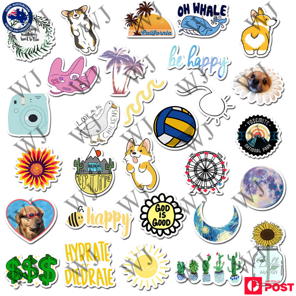 50pcs Sun INS Style Beach VSCO Cute Vinyl Decal Stickers Laptop ...