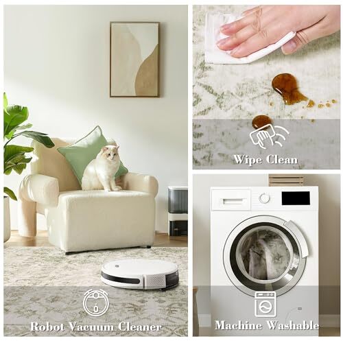 Sage Green Vintage Living Room Area Rug 5x7 5'x7' Distressed Beige Sage ...