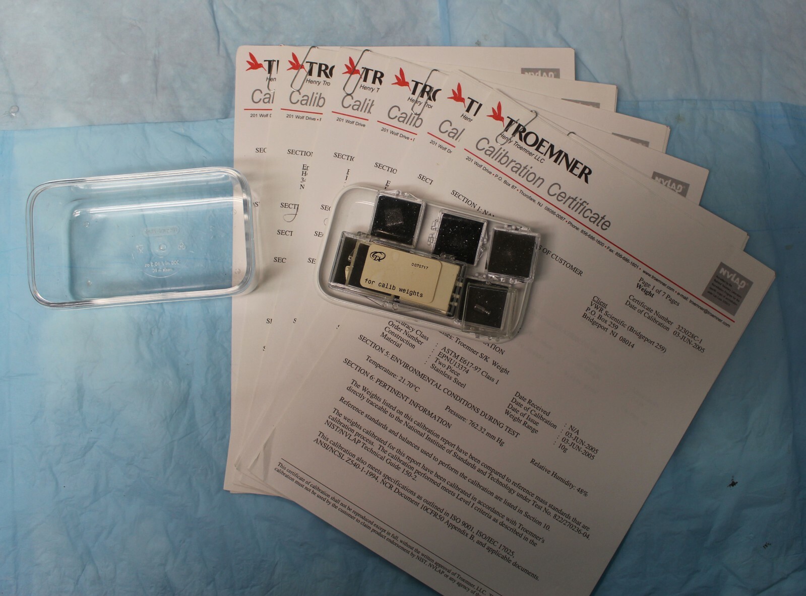 VWR TROEMNER Calibration Weight Set 10/5/1/1 g, 500/100/10 mg with ...