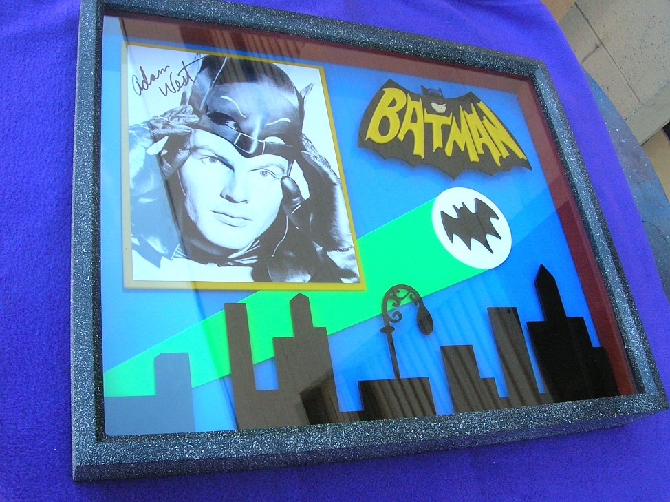 BATMAN 3D SIGN ART man cave SHADOWBOX frame 1966 TV series display Adam ...