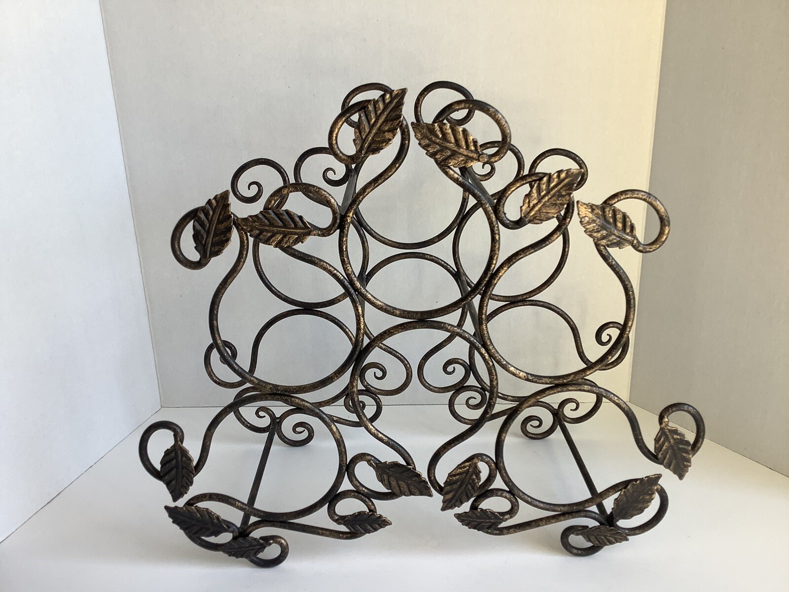 Longaberger Wine Rack Countertop Stand Wrought Iron Bronzed Holds 6 ...
