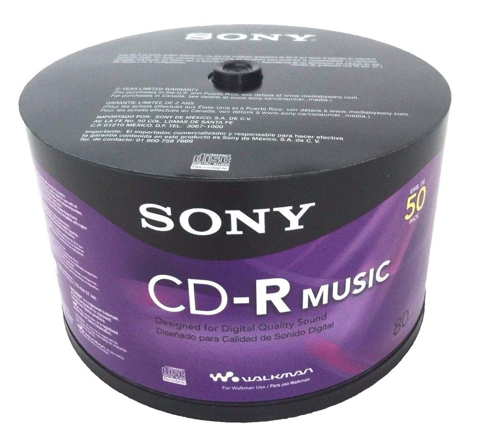 20 SONY Blank Music CD-R CDR Branded 80min Digital Audio Disc in paper ...