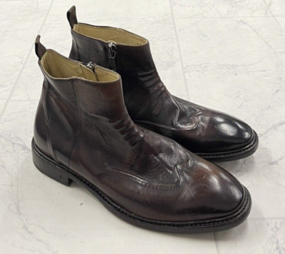 $798 John Varvatos Fleetwood Wingtip Pattern Leather Boots In Walnut ...