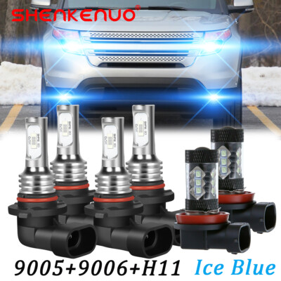 For Ford Explorer 2011-2015 6x Ice Blue LED Headlight + Fog Light Bulbs ...