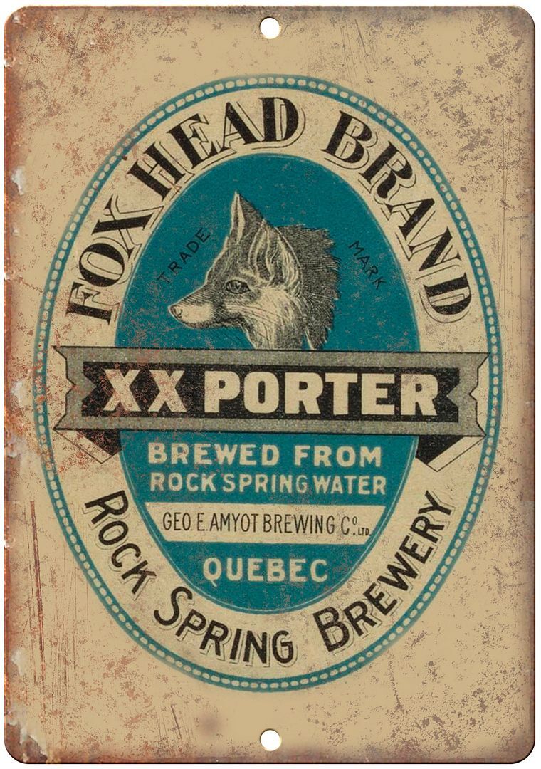 Fox Head Brand XX Porter Brewery Man Cave Décor Reproduction Metal Sign ...