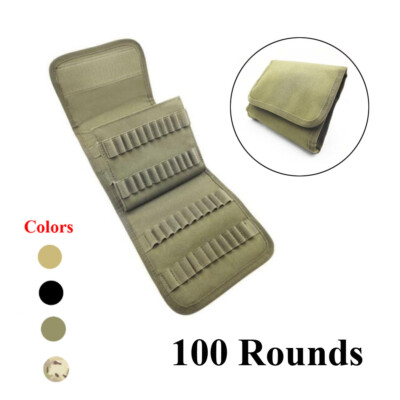 100 Rounds Rifle Ammo Pouch Shell Holder Cartridge Belt Bag For .38 ...
