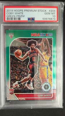 2019 Hoops Premium Stock - Coby White - Green Prizm #204 - PSA GEM MT ...
