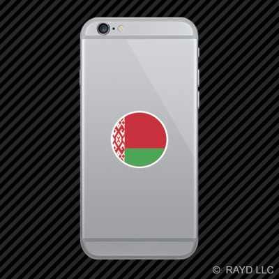 Round Belarusian Flag Cell Phone Sticker Mobile Belarus BLR BY | eBay