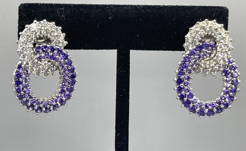 Signed CWE Charles Winston 925 Sterling Purple Clear CZ cubic zirconia ...