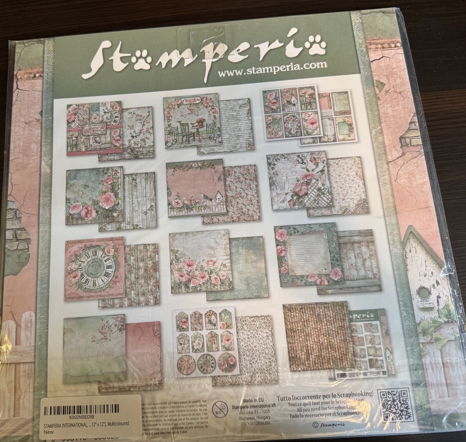 Stamperia HOUSE OF ROSES Scrapbook 12x12 Page Set Kit Pink Flowers ...