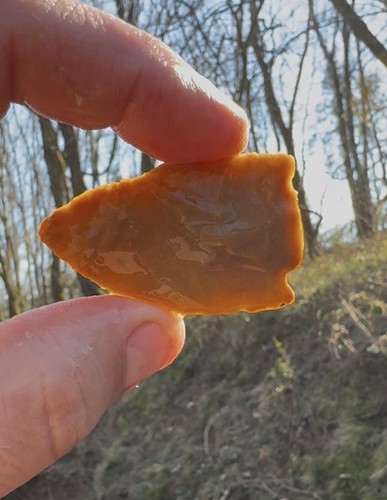 Ancient Authentic Yellow Translucent Snapped Base Arrowhead From ...
