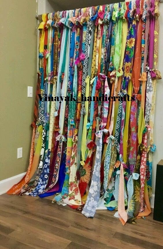 100 Strands, Bohemian gypsy rag Window Bohemian Valance Indian Backdrop ...