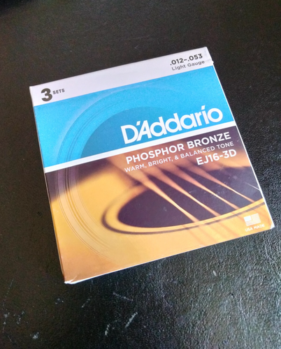D'Addario EJ16-3D Phosphor Bronze Light Acoustic Guitar Strings 3 Sets ...