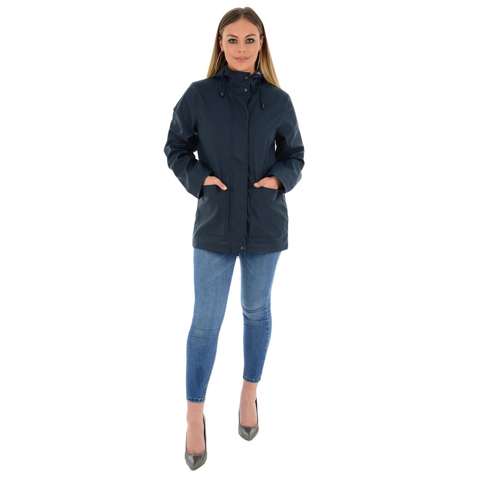 LADIES RAIN MAC WOMENS WATERPROOF FESTIVAL HOODED COAT PARKA RUBBERISED ...