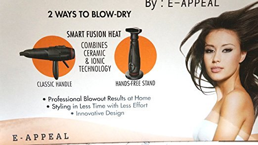 NIA HANDS FREE LIGHTWEIGHT 2250 WATTS HAIR DRYER BY: E-APPEAL BLACK by ...