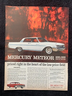 1960 MERCURY METEOR 600 & 800 SERIES 10.5x13.5" Print Ad VG+ 4.5 Priced ...