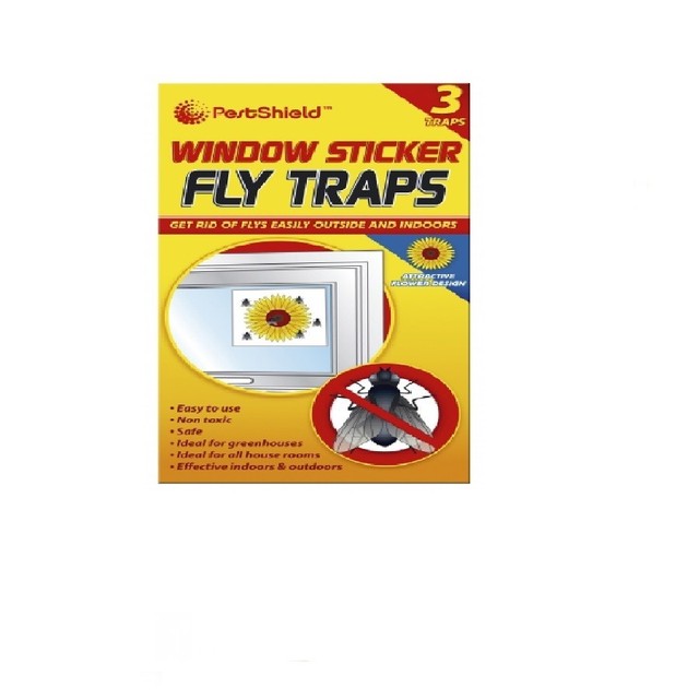 X2 3 Pack PestShield Window Sticker Fly Trap Safe Non Toxic Glue ...