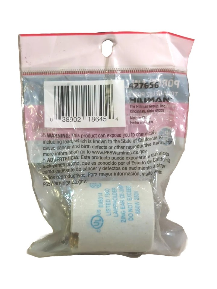 HILLMAN Porcelain Light Socket Replacement 75w. 1pc. W/ Mounting Clip ...
