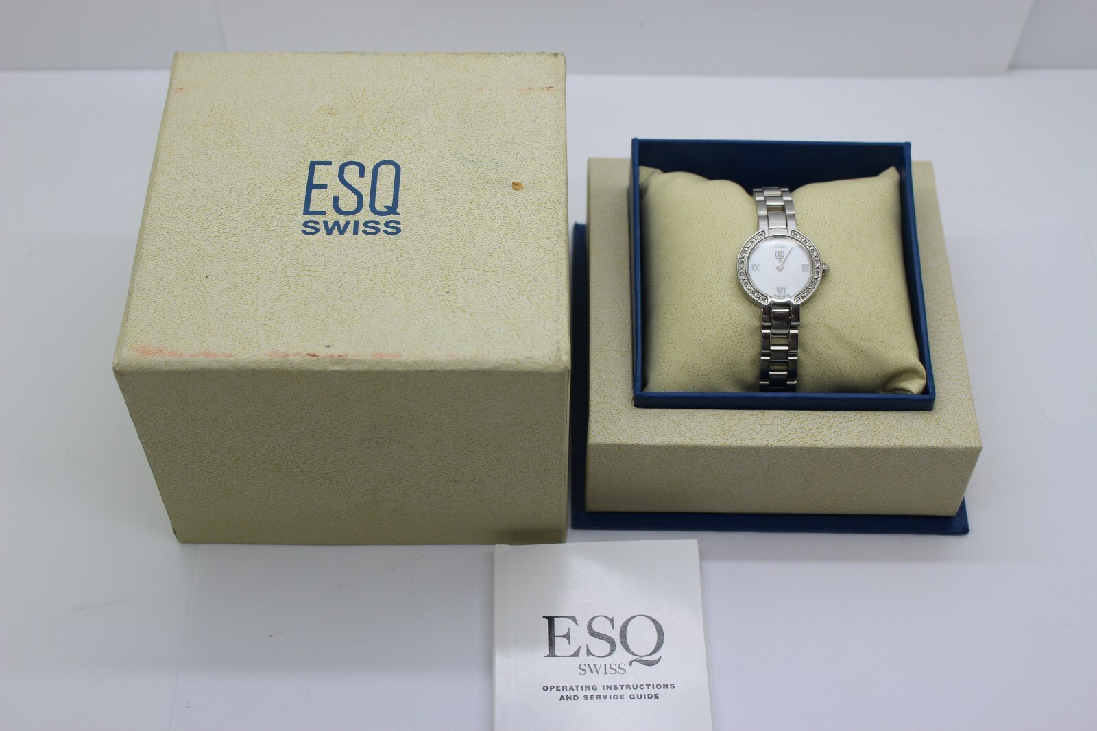 ESQ Movado Women's E5402 Mother of Pearl Stainless Steel Diamond Watch ...