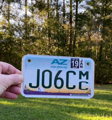 Arizona "GRAND CANYON STATE" Motorcycle LICENSE PLATE Tag # JO6C MC ...