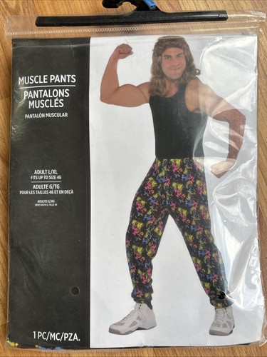 Halloween Muscle Pants - 80's - Black/Neon Paint Splatter Costume - Men ...