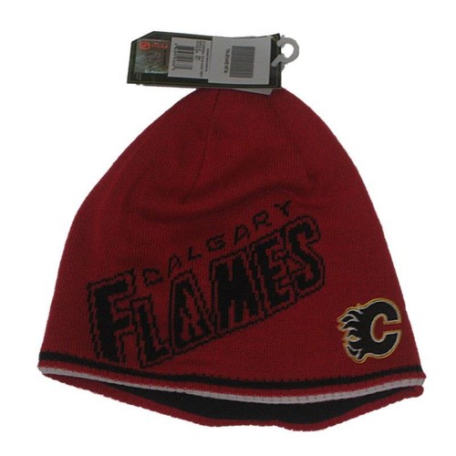 New NHL Calgary Flames Mens Reebok Winter Hat Reversible One Size ...