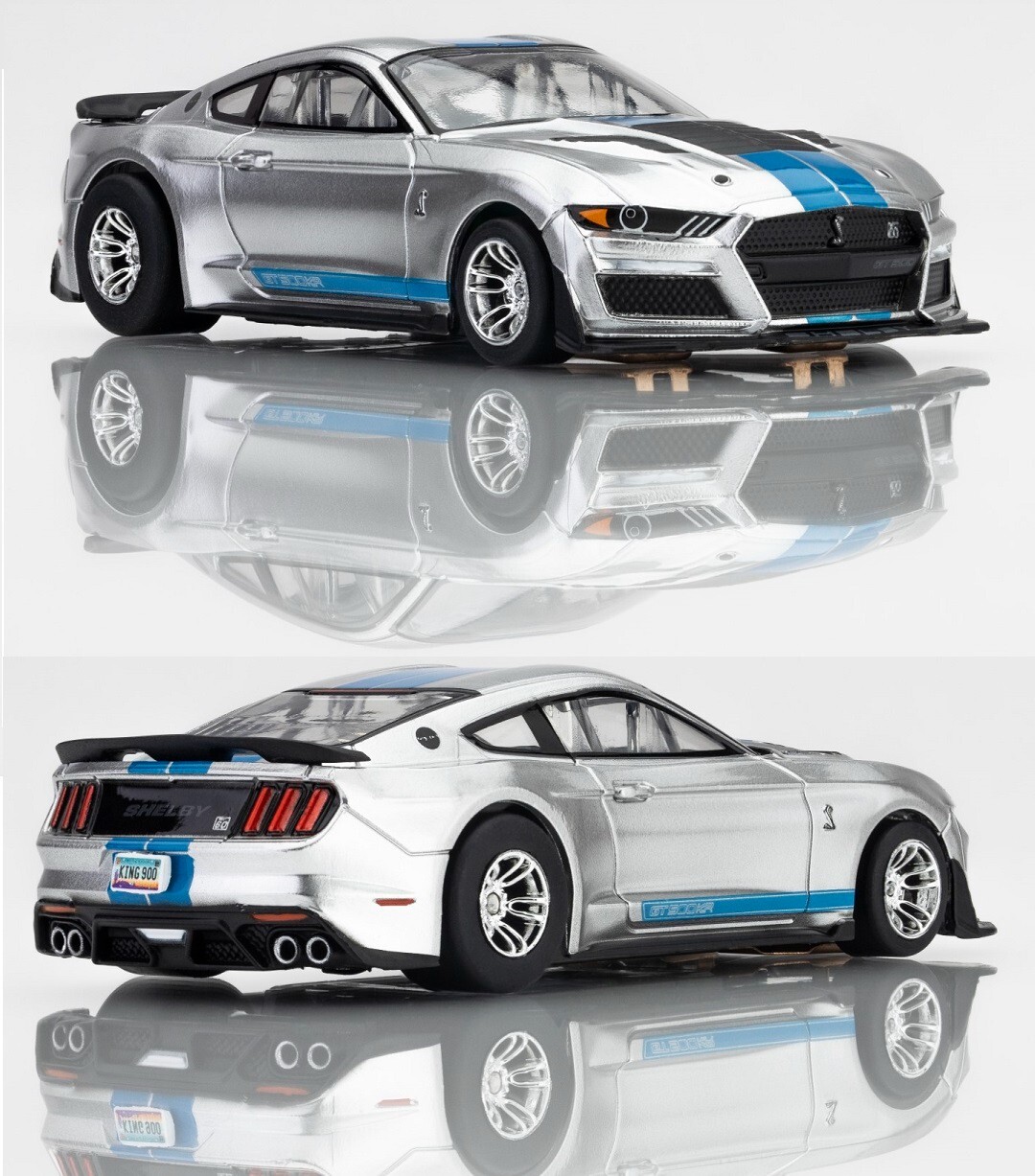 AFX New '22 Ford Mustang Shelby GT500KR Silver/Blue HO Slot Car Mega G+ ...
