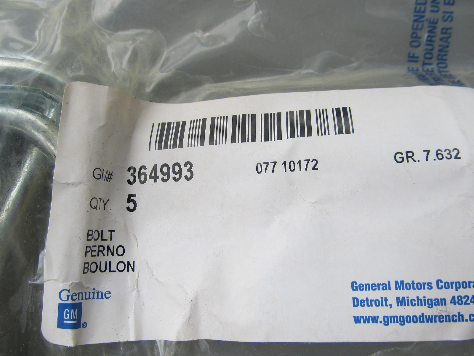 NOS 1965-1975 Chevy Pontiac Olds Z28 GTO 442 SS Spare Tire J Bolt GM ...