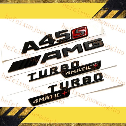 A-CLASS W177 MATTE BLACK SET AMG A45S TURBO/4MATIC+ BADGES EMBLEMS ...