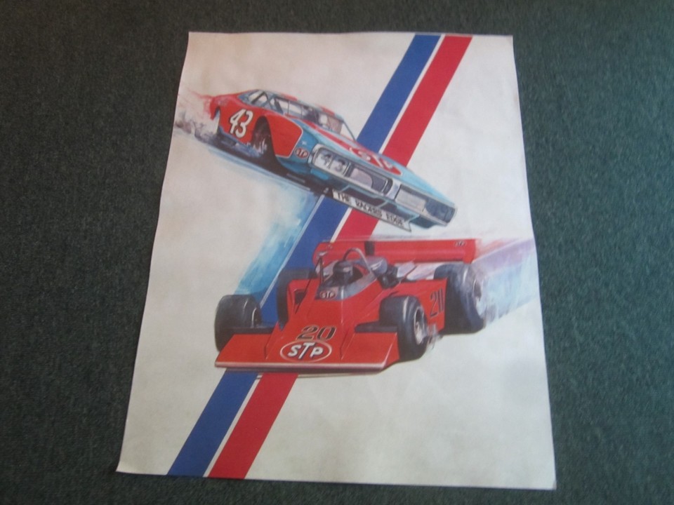 RARE VINTAGE STP RACING CAR #43 Linen Poster /HANGING NASCAR RICHARD ...