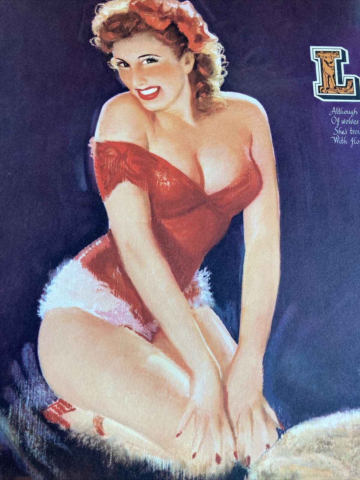 Vintage Earl MacPherson pinup calendar page “L is for Lamb” December ...