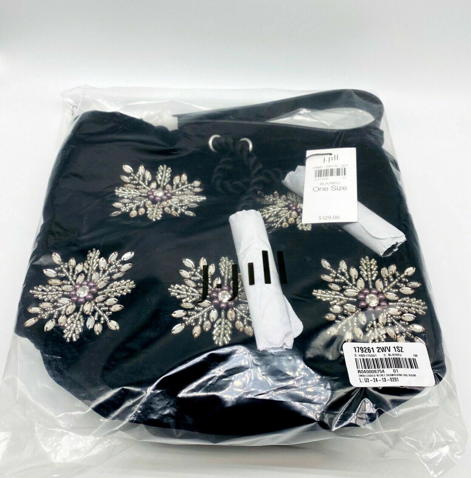 J. Jill - NEW luxuriously Soft Embellished Velvet Drawstring Bag - NWT ...