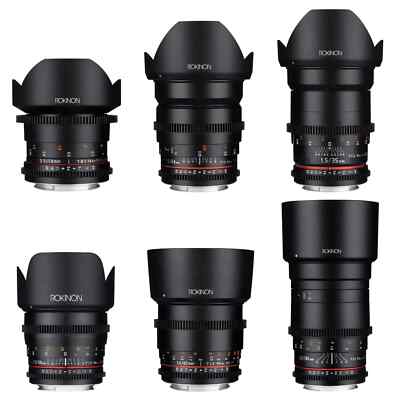 Rokinon Cine 6 Lens Kit 14mm, 24mm, 35mm, 50mm, 85mm, 135mm e-mounts | eBay