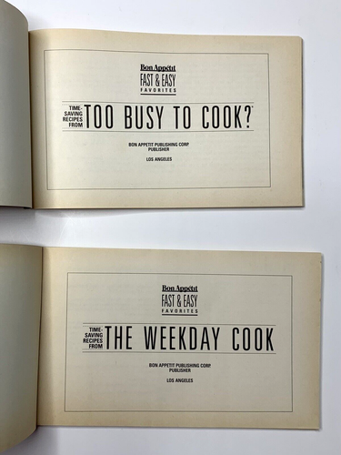 2 Vintage Cookbooks Bon Appetit Too Busy to Cook and Weekday Cook 1989 ...