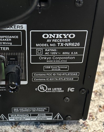 Onkyo TX-NR626 7.2 Ch HDMI 4K WiFi Bluetooth Home Theater Receiver ...