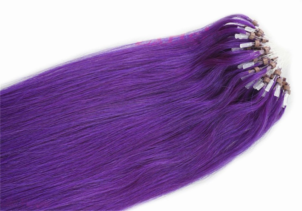 Pre-Looped Fish Line Micro Ring Beads Link Hair Extensions Real Remy ...