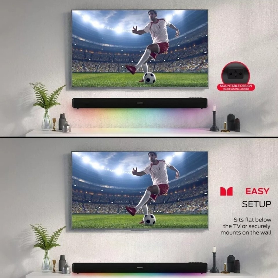 Monster Soundbar:Bluetooth Sound Bar Multicolor LED Lights,30W Speakers ...