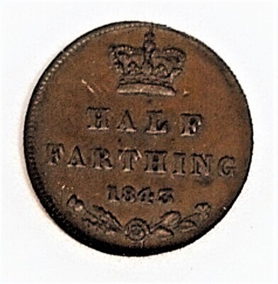 Great Britain -1843+1844 - 1/2 Half Farthing - XF/AU -KM# 738-VICTORIA ...