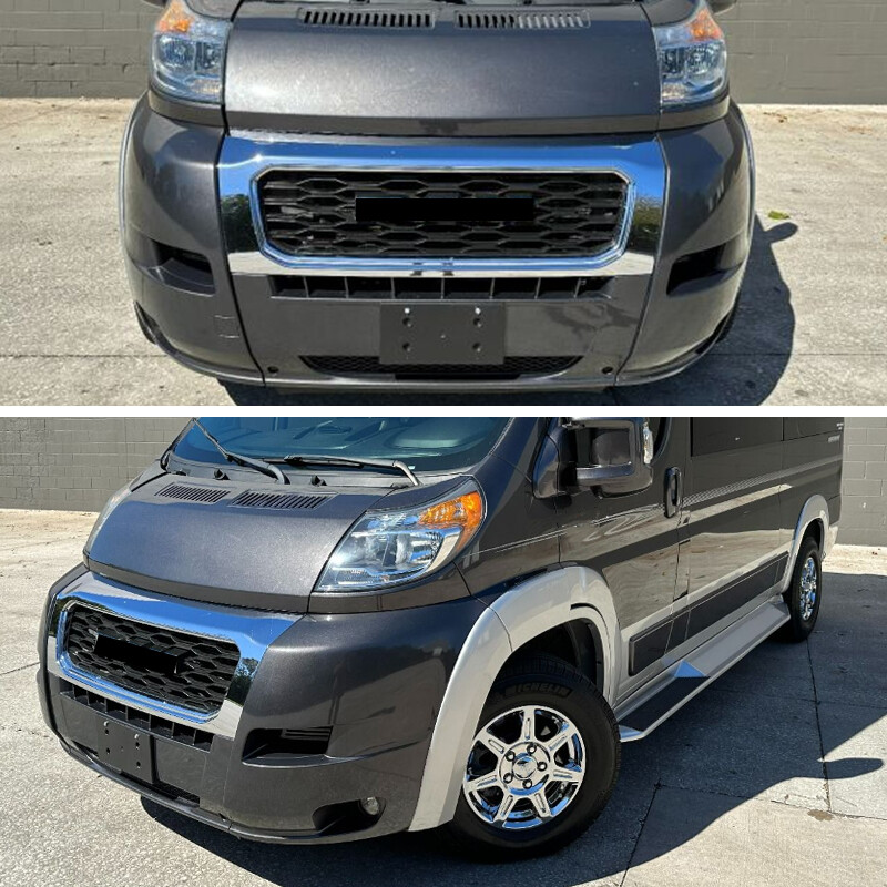 Fit 2019-22 Ram ProMaster 1500 2500 3500 Chrome+Black Front Bumper ...